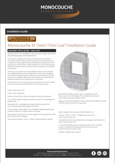 TECHNICAL REFERENCE - MONOCOUCHE RENDER SYSTEMS