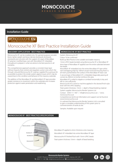 TECHNICAL REFERENCE - MONOCOUCHE RENDER SYSTEMS